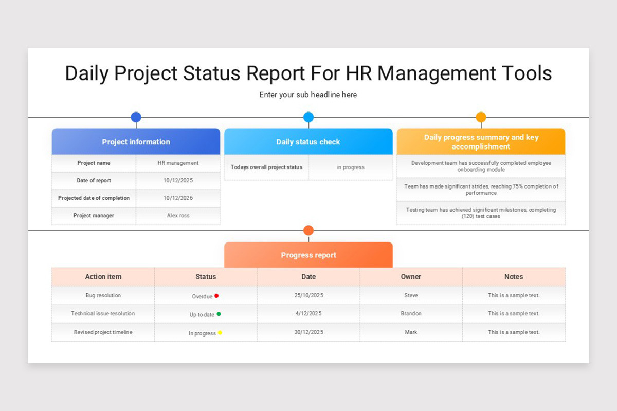 Daily Project Status Report Keynote Template | Nulivo Market