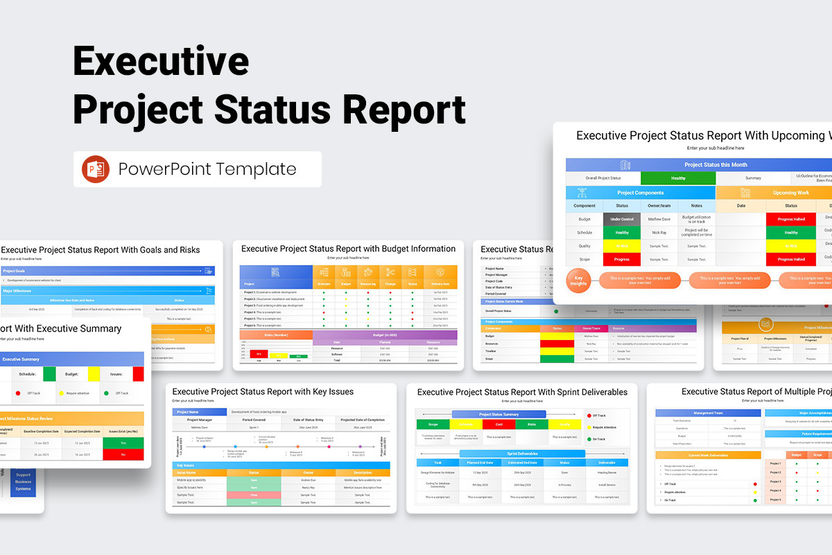 Executive Project Status Report PowerPoint Template | Nulivo Market
