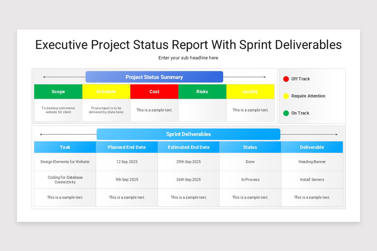 Executive Project Status Report PowerPoint Template | Nulivo Market