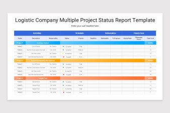 Multiple Project Status Report PowerPoint Template | Nulivo Market