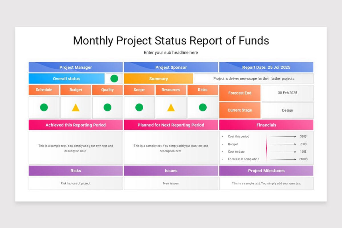 Project Status Report Keynote Template | Nulivo Market