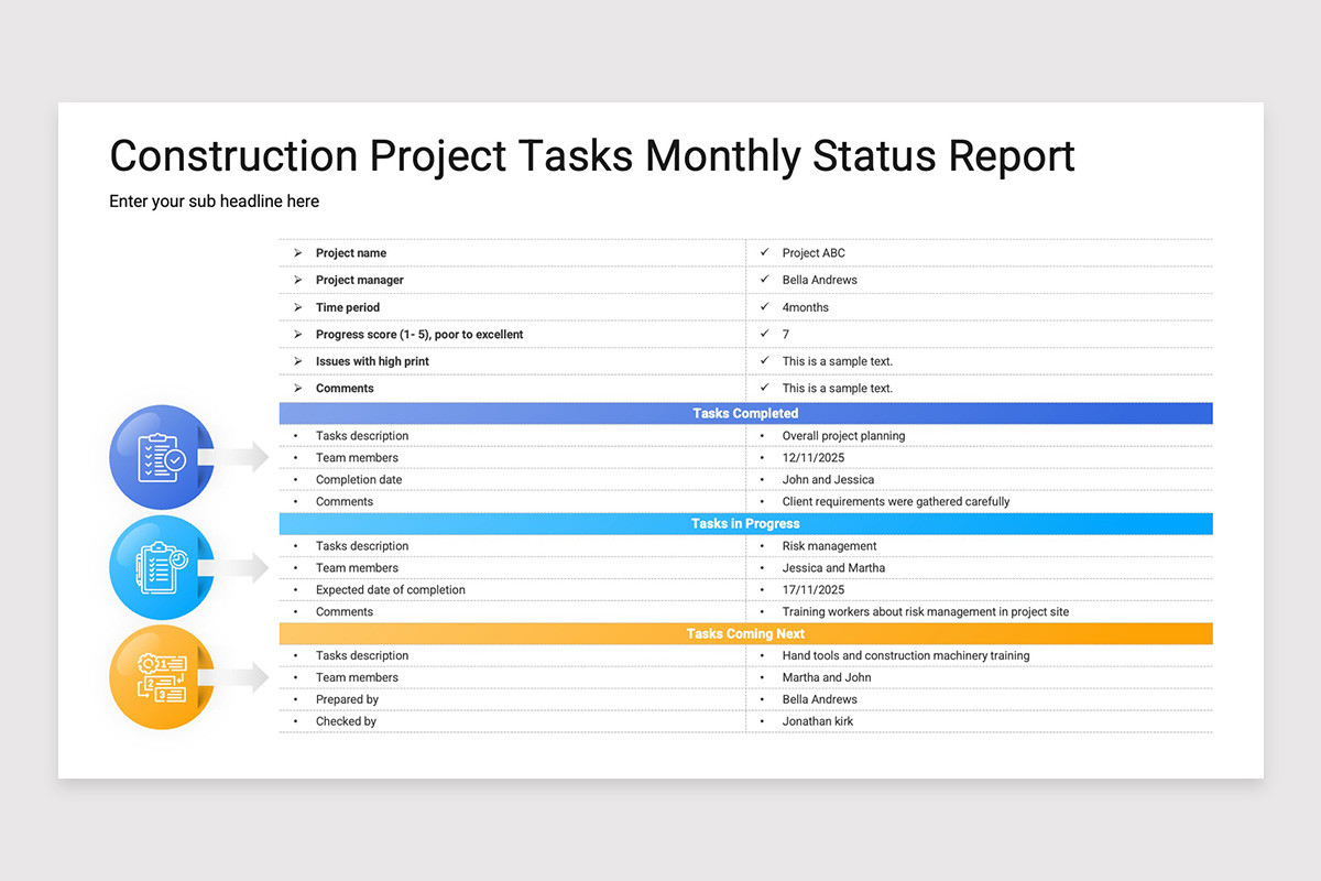 Monthly Project Status PowerPoint Template | Nulivo Market