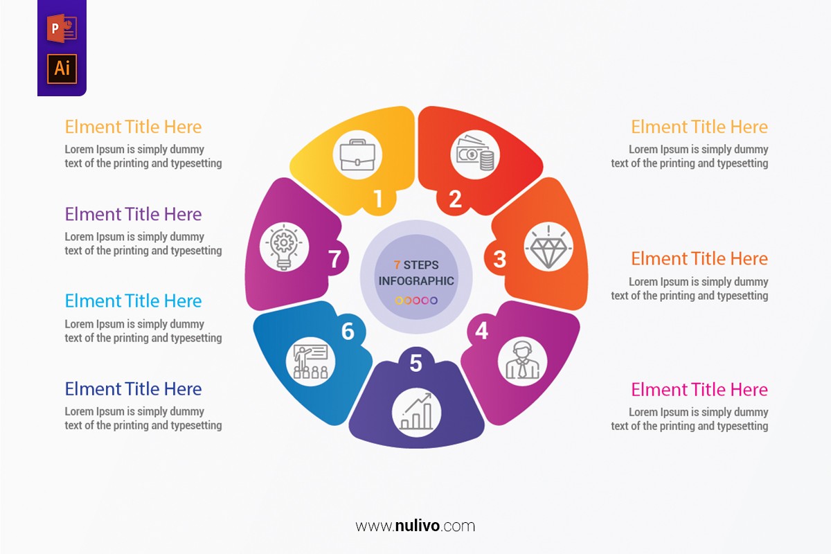 Multicolor Circles Infographic With 7 Level for Presentations | Nulivo ...