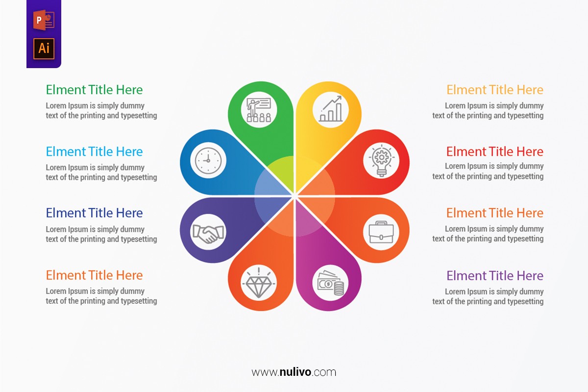 Business Process Chart Infographics With 8 Step Segments | Nulivo Market