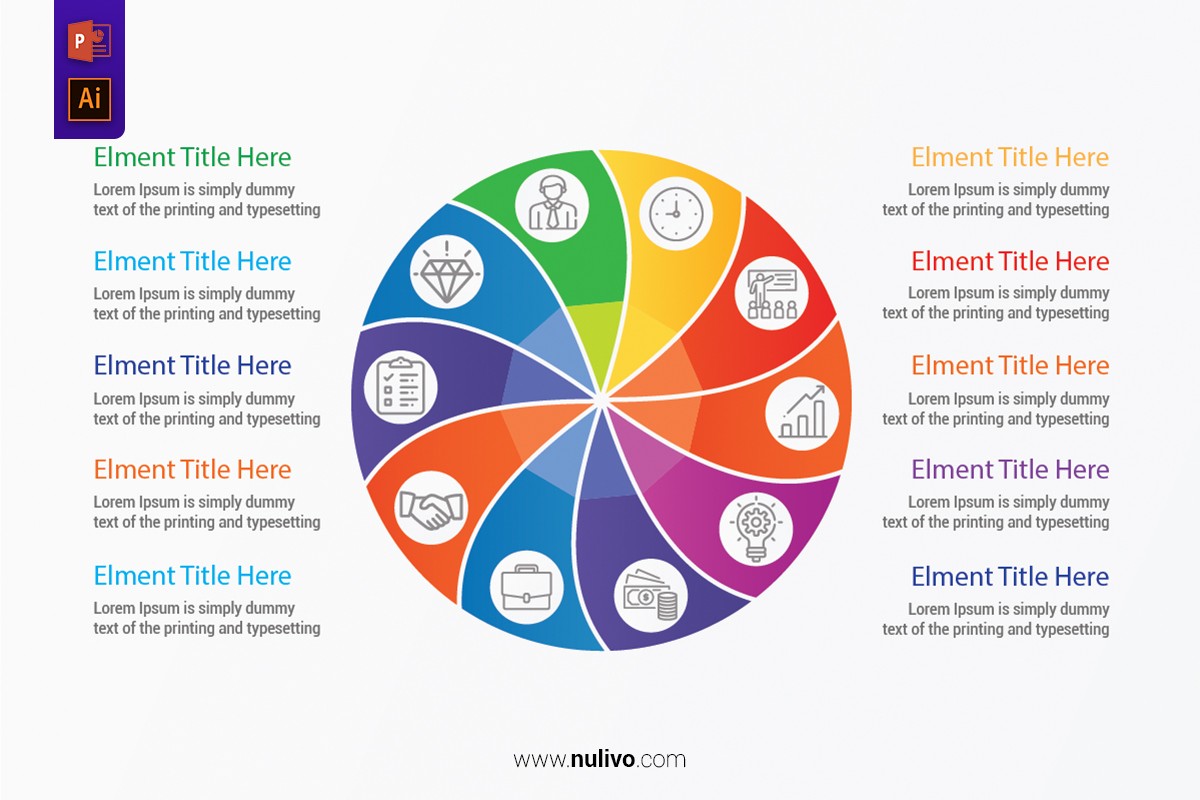 Vector Twisted Circle Infographic with 10 Steps For PowerPoint | Nulivo ...