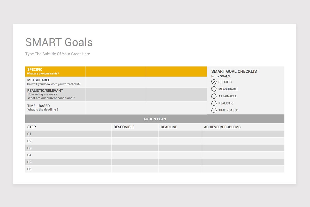 SMART Goals Keynote Presentation Template | Nulivo Market