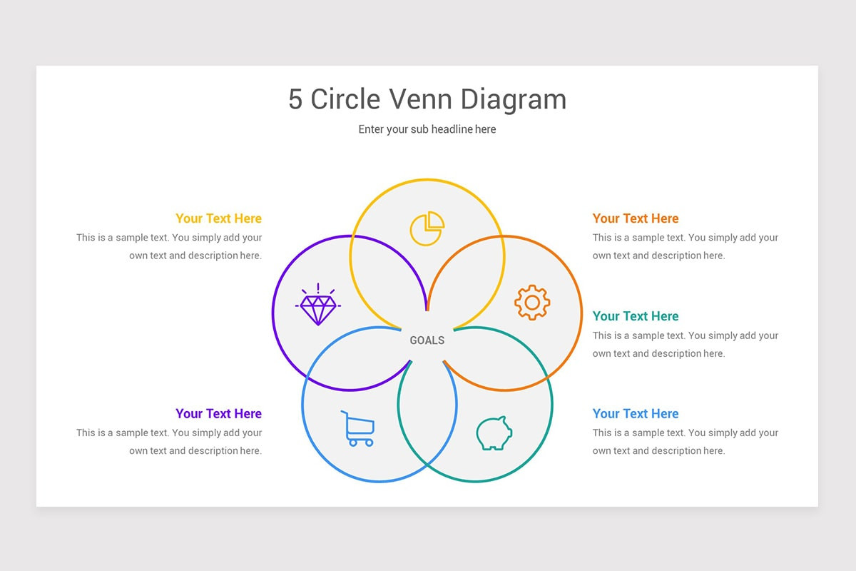 5 Circle Venn Diagram PowerPoint Template | Nulivo Market