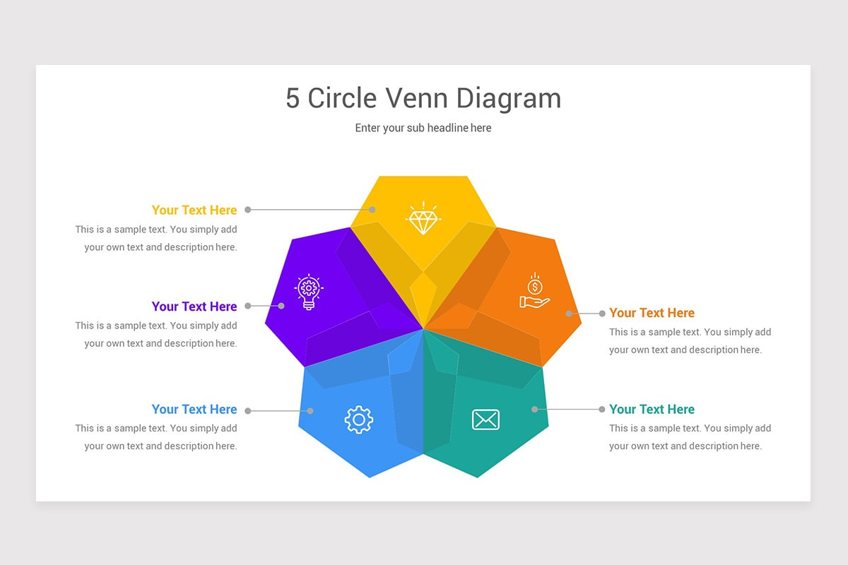 5 Circle Venn Diagram PowerPoint Template | Nulivo Market