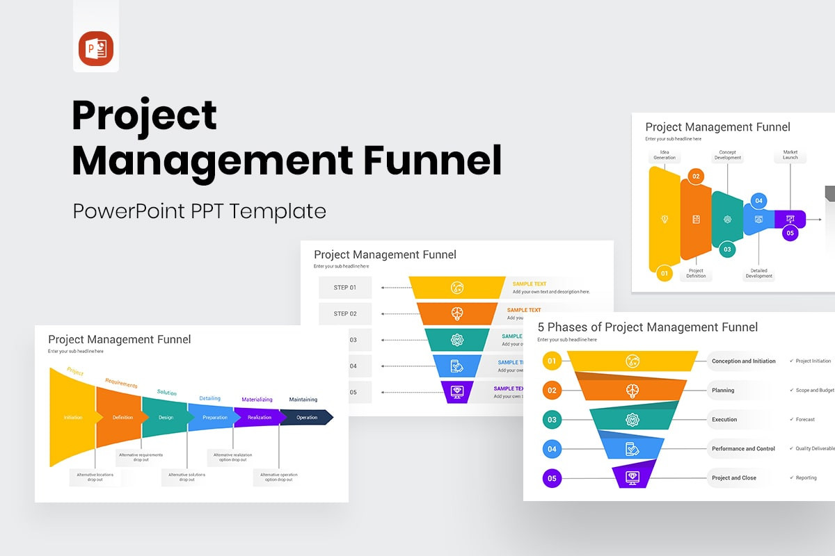 Project Management Funnel PowerPoint Template | Nulivo Market