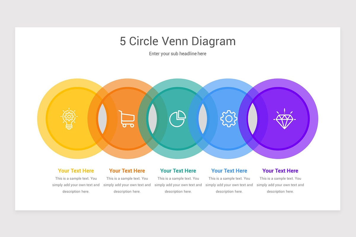 5 Circle Venn Diagram Google Slides Template | Nulivo Market