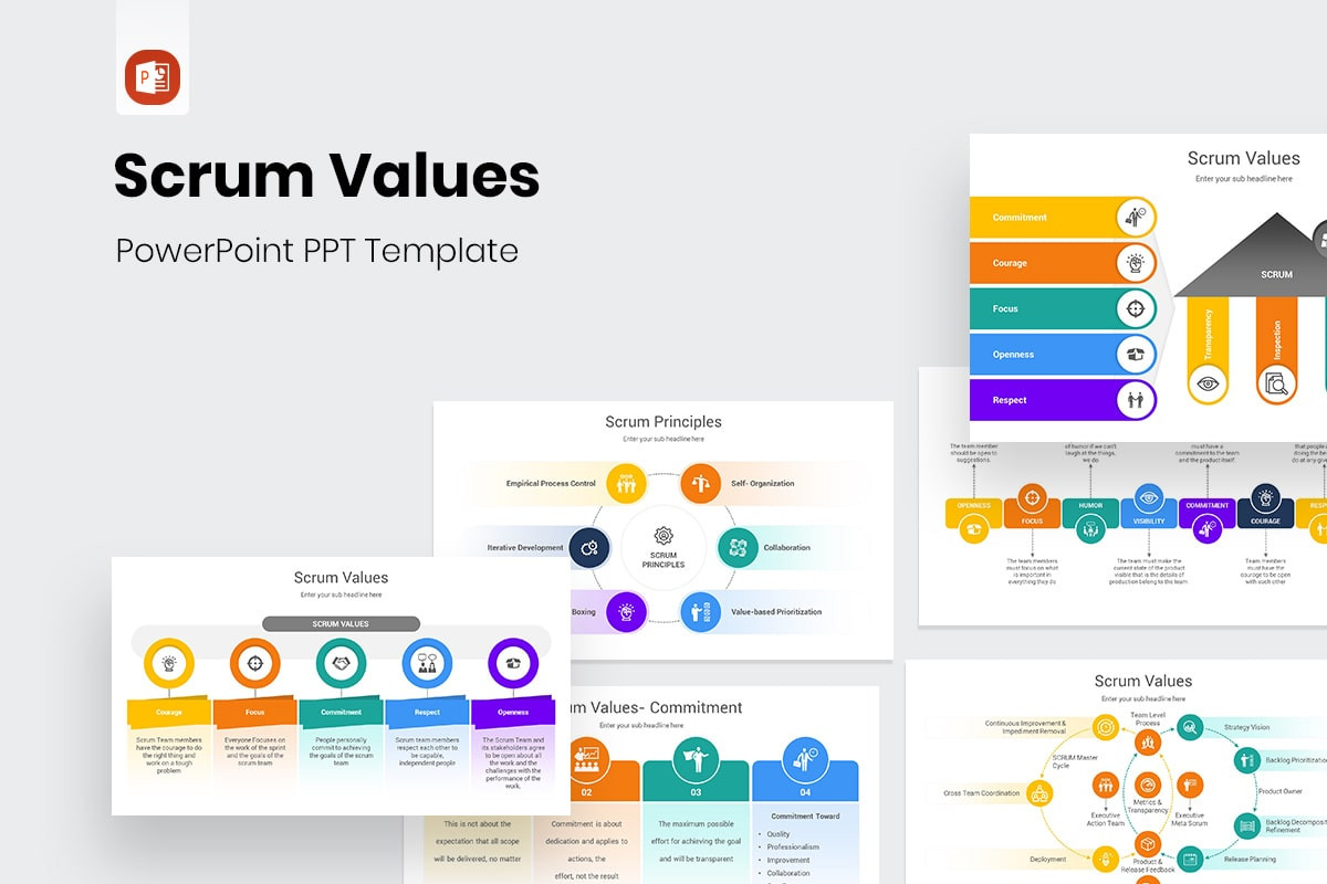 Scrum Values Model PowerPoint Template | Nulivo Market