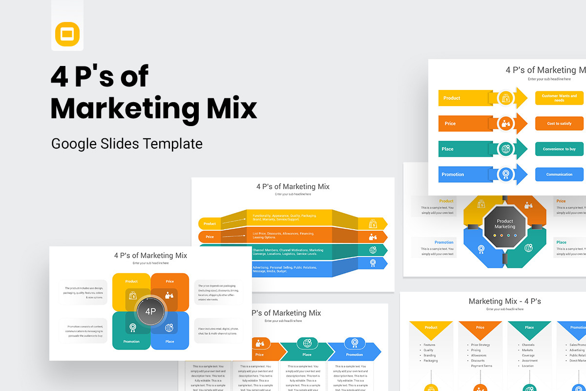 4 P's of Marketing Mix Google Slides Template | Nulivo Market