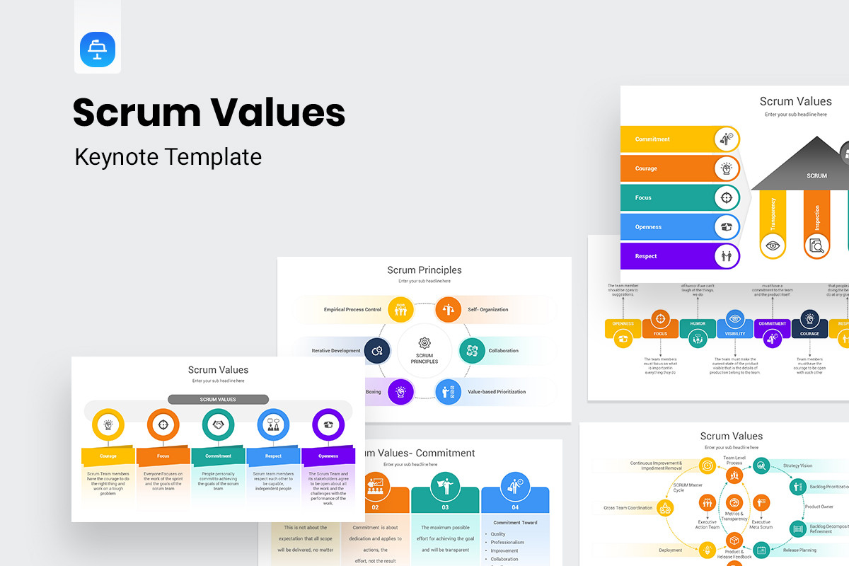 Scrum Values Model Keynote Template | Nulivo Market