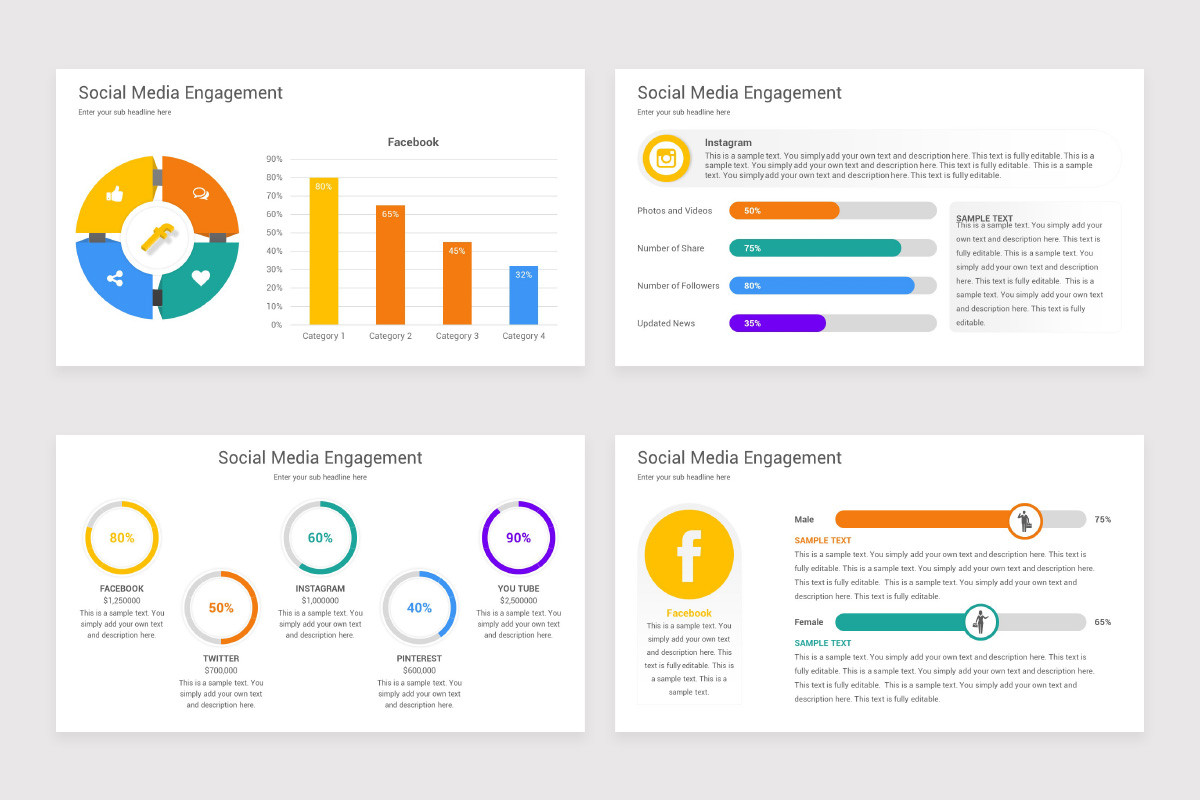 Social Media Engagement PowerPoint Template | Nulivo Market