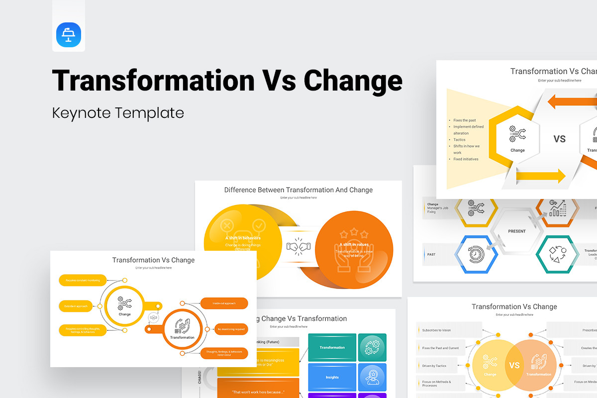 Transformation Vs Change Keynote Presentation Template | Nulivo Market