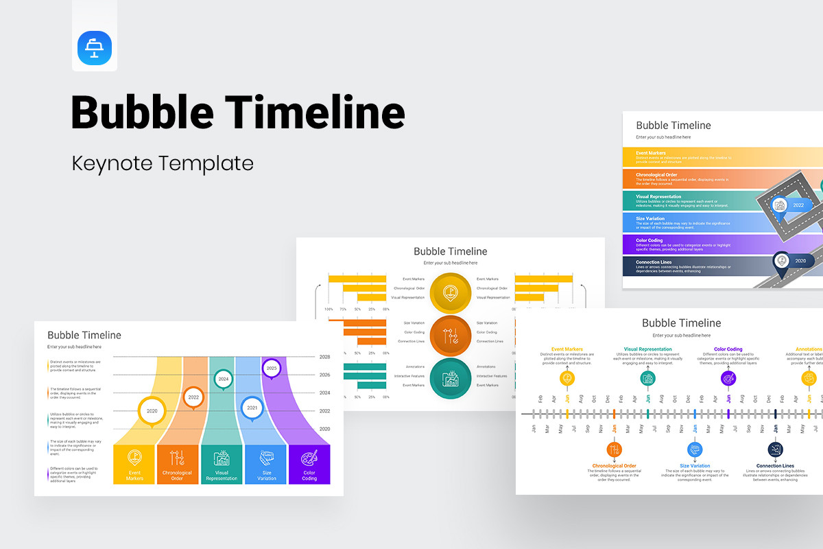 Bubble Timeline Keynote Presentation Template | Nulivo Market