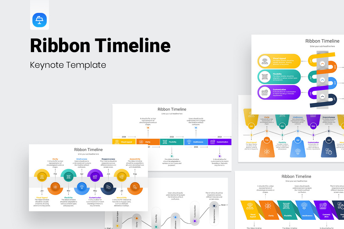 Ribbon Timeline Keynote Presentation Template | Nulivo Market