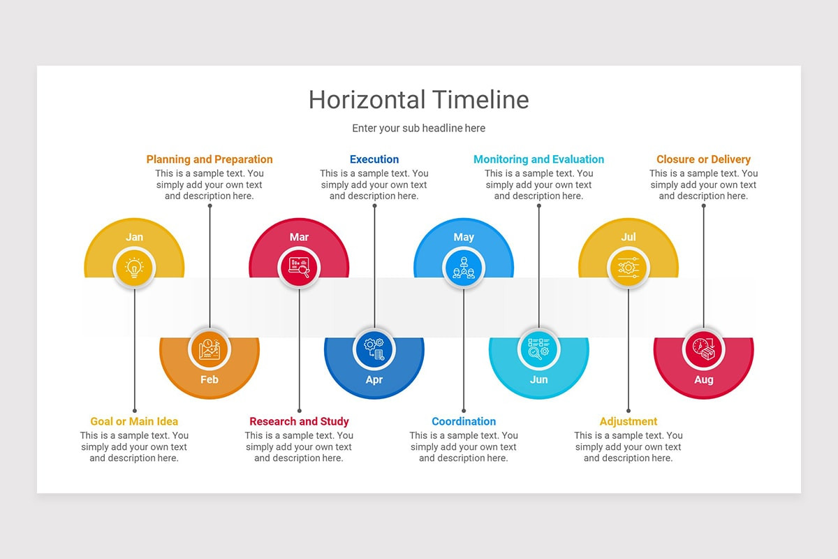 Horizontal Timeline PowerPoint Presentation Template | Nulivo Market