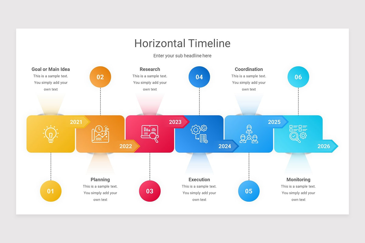 Horizontal Timeline PowerPoint Presentation Template | Nulivo Market