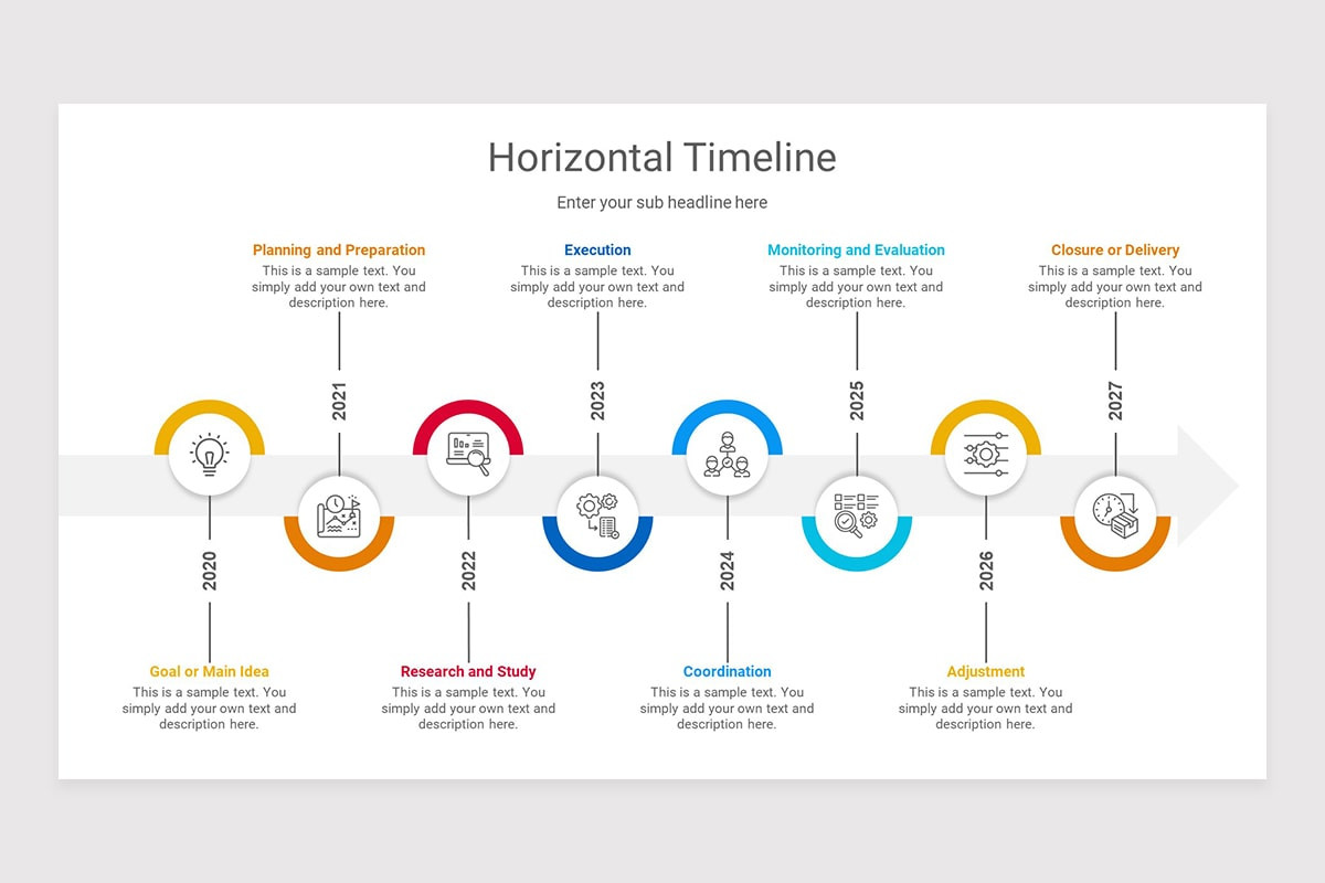 Horizontal Timeline PowerPoint Presentation Template | Nulivo Market