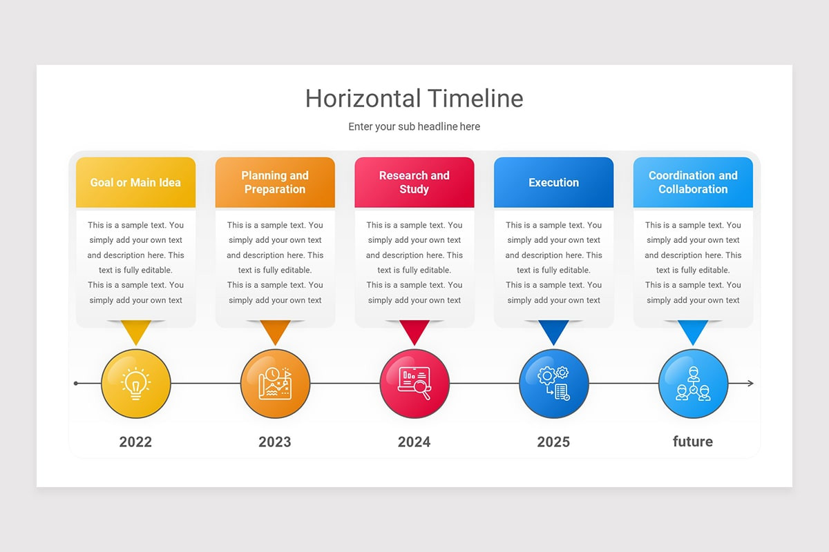 Horizontal Timeline PowerPoint Presentation Template | Nulivo Market