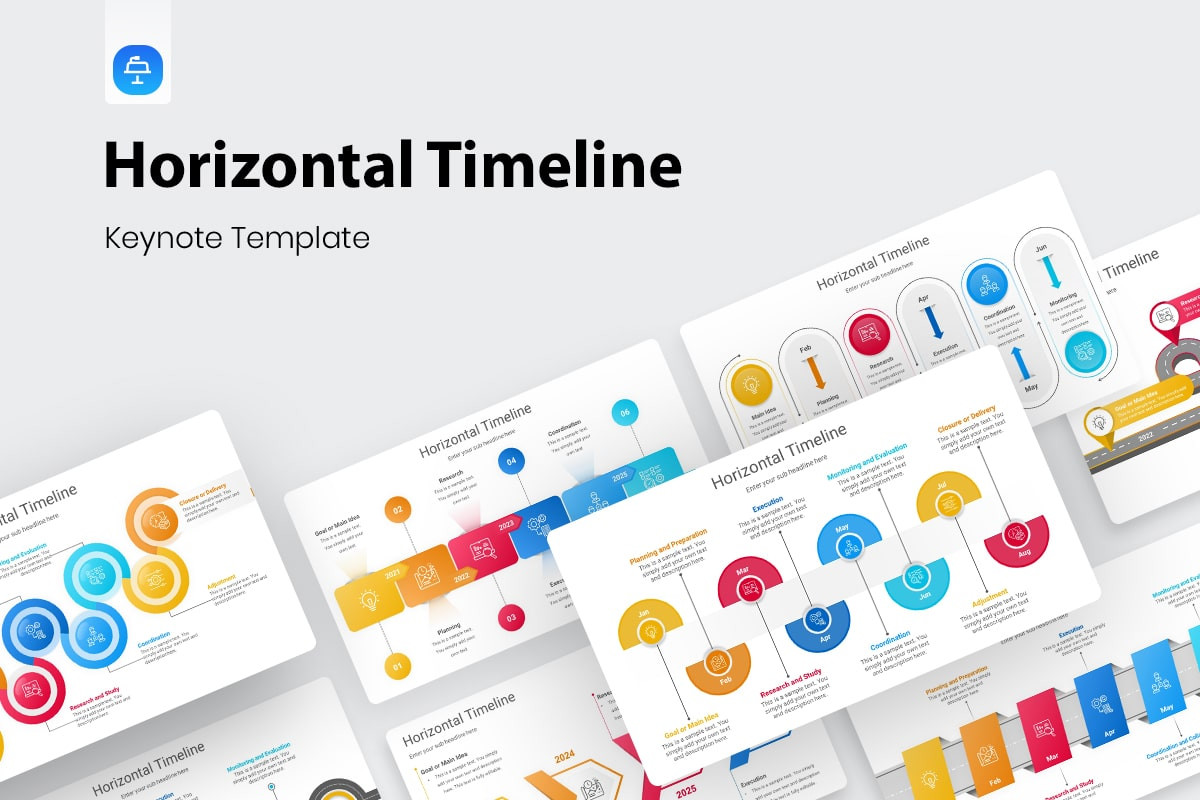 Horizontal Timeline Keynote Presentation Template | Nulivo Market