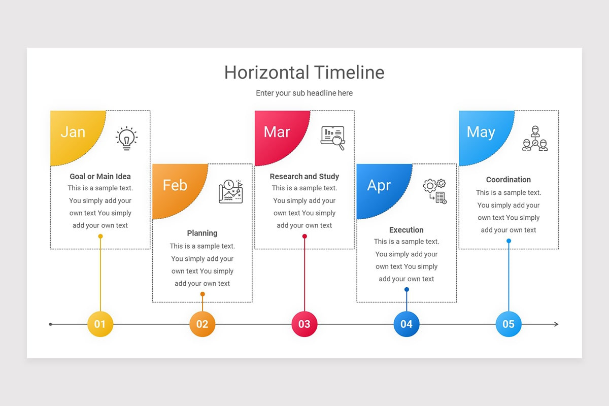 Horizontal Timeline Keynote Presentation Template | Nulivo Market