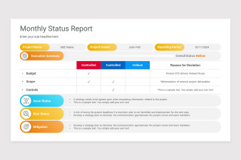 Monthly Status Report PowerPoint Presentation Template | Nulivo Market