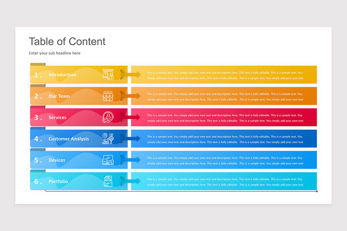 Table of Content PowerPoint Presentation Template | Nulivo Market